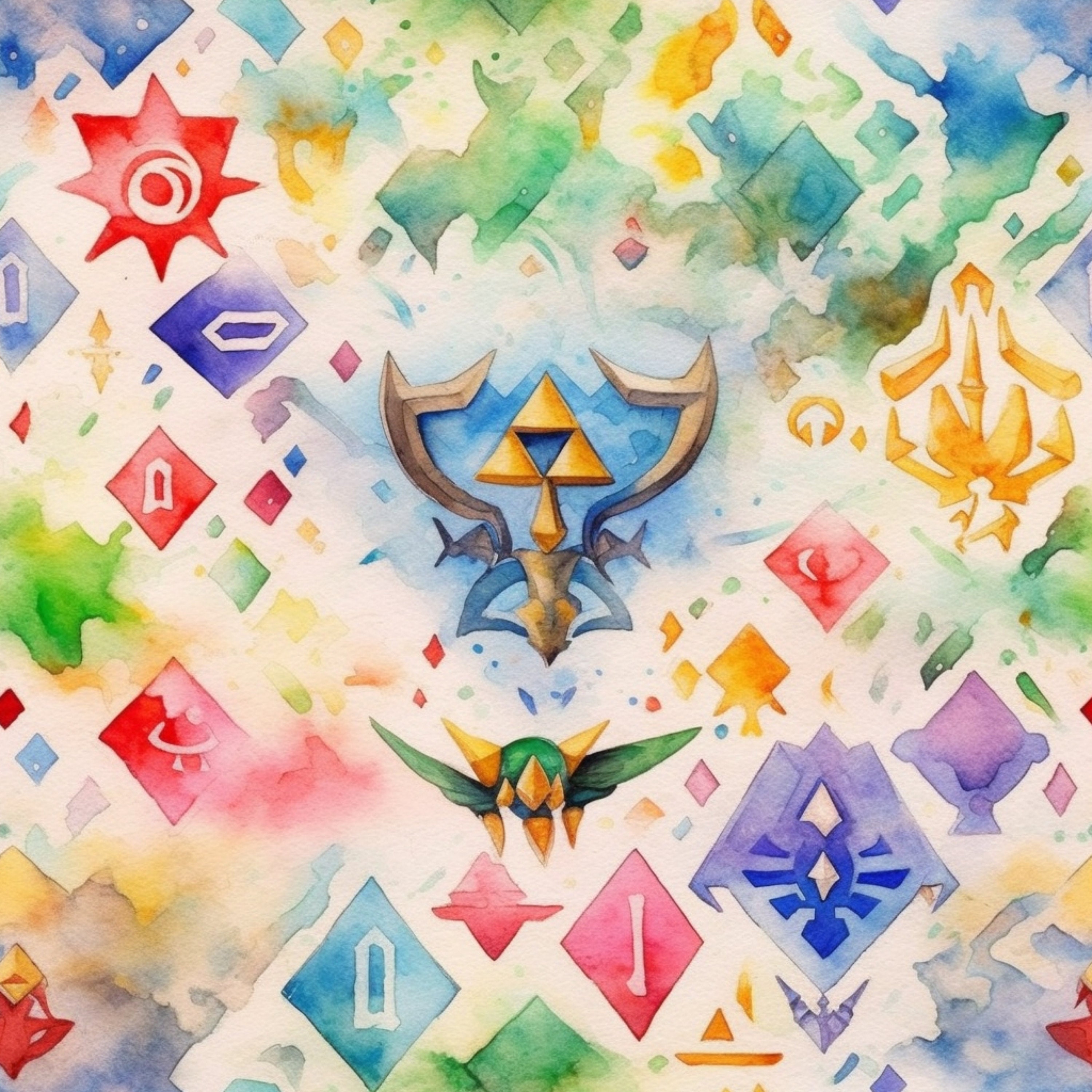 4 Zelda Inspired Seamless Digital Background Patterns, Scrapbook Paper ...