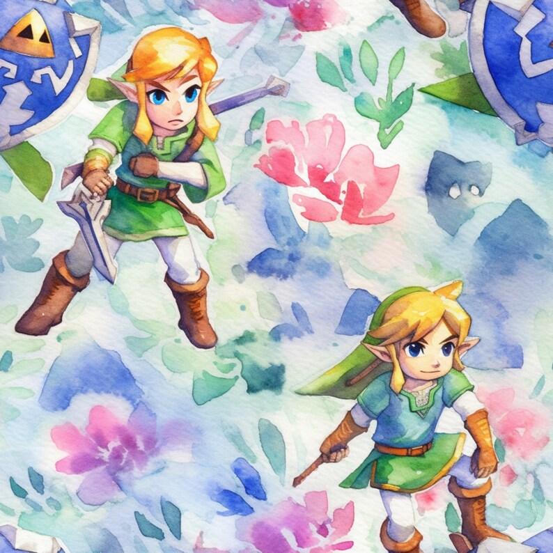 4 Zelda Inspired Seamless Digital Background Patterns, Scrapbook Paper ...