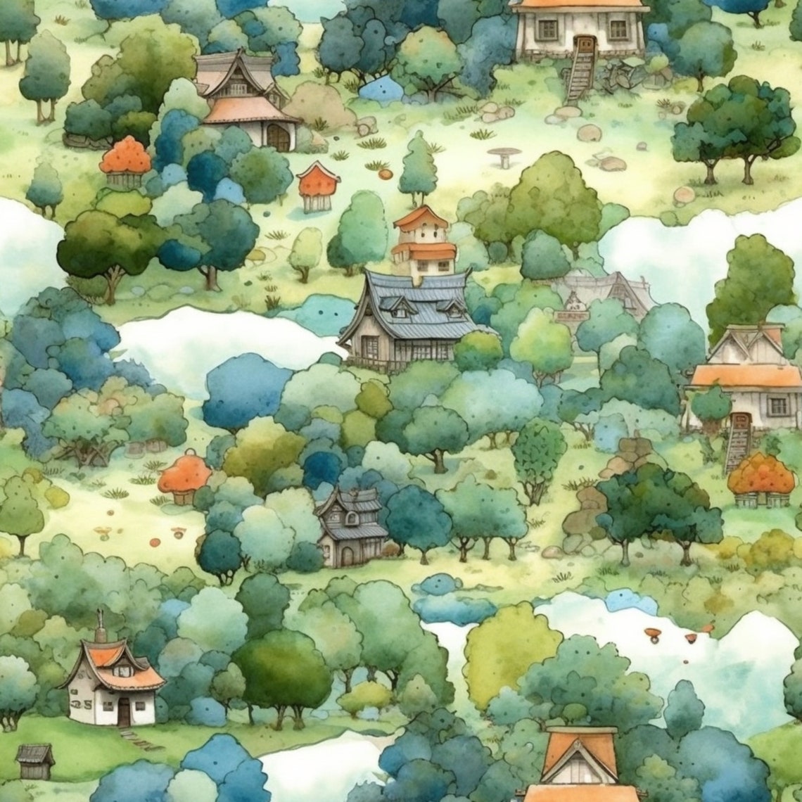 6 Ghibli / Zelda Inspired Seamless Digital Background Patterns ...