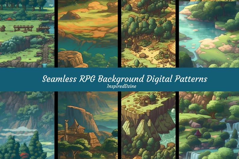 4 RPG Inspired Seamless Digital Background Patterns, Scrapbook Paper ...