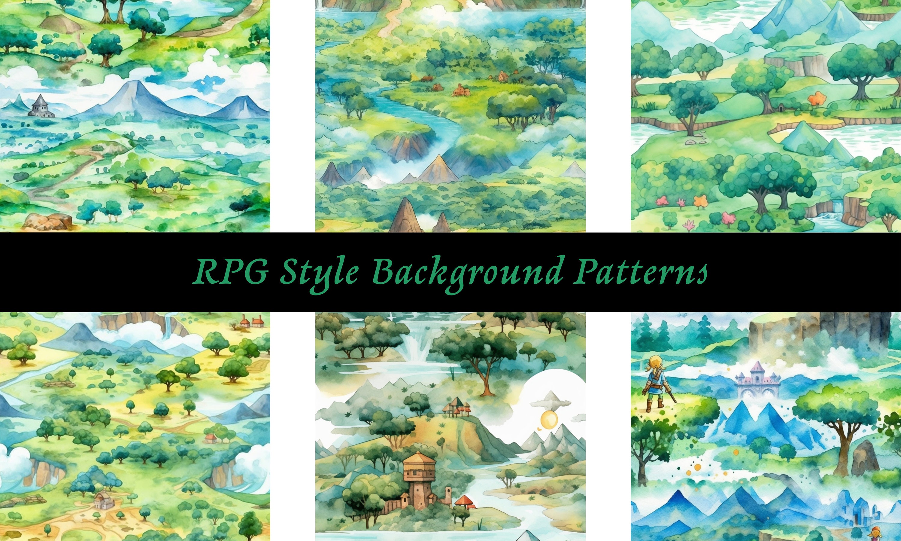 6 Zelda Inspired Seamless Digital Background Patterns, Scrapbook Paper ...