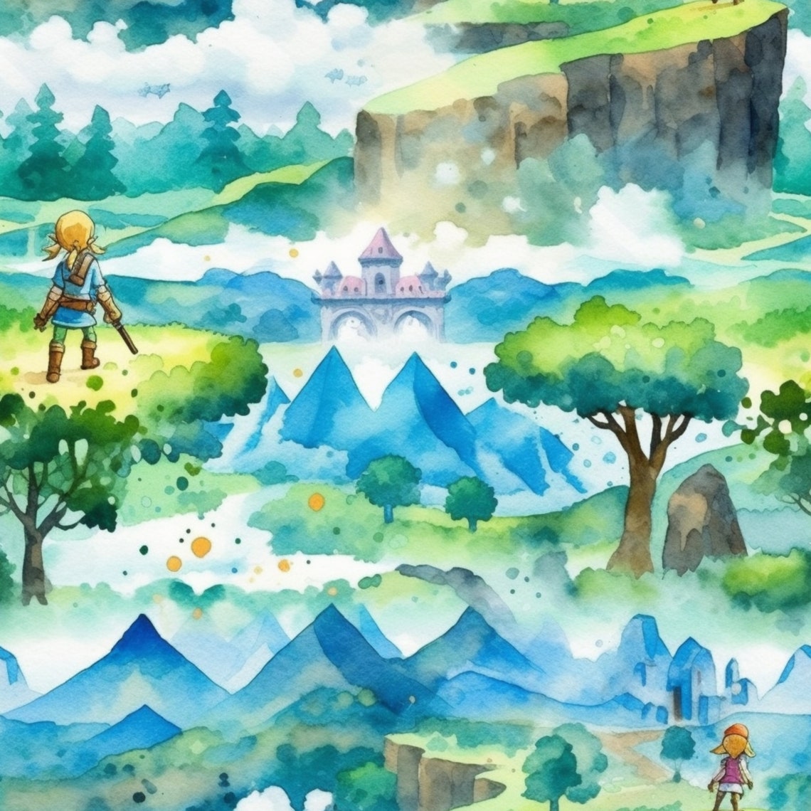 6 Zelda Inspired Seamless Digital Background Patterns, Scrapbook Paper ...