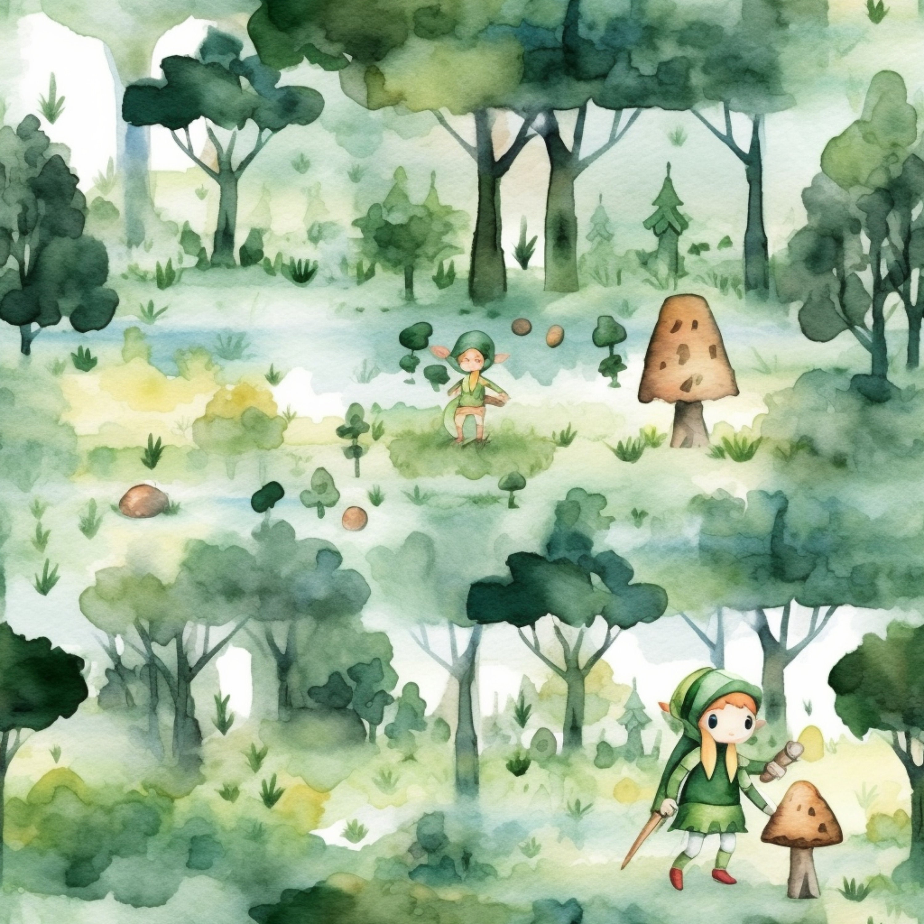 4 Zelda Inspired Seamless Digital Background Patterns, Scrapbook Paper ...