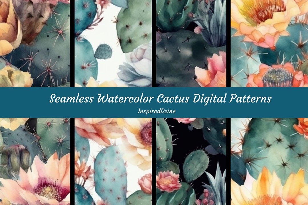 4 Watercolor Desert Flowers Seamless Digital Papers Scrapbook - Etsy