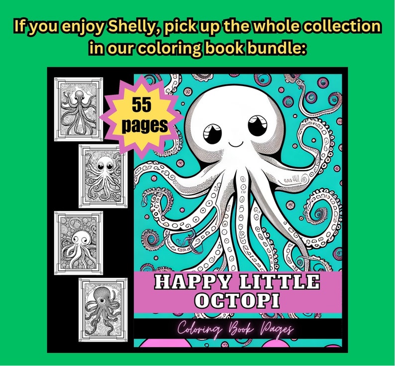Shelly the Octopus Coloring Page Printable Adult Coloring - Etsy