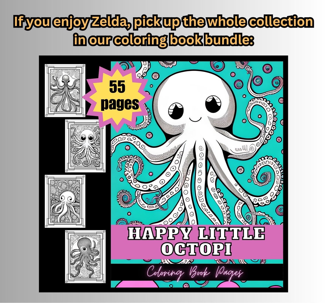 Zelda the Octopus Coloring Page, Printable Adult Coloring Page - Etsy