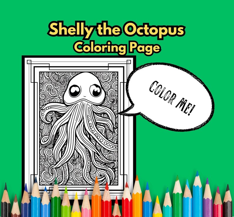 Shelly the Octopus Coloring Page Printable Adult Coloring - Etsy