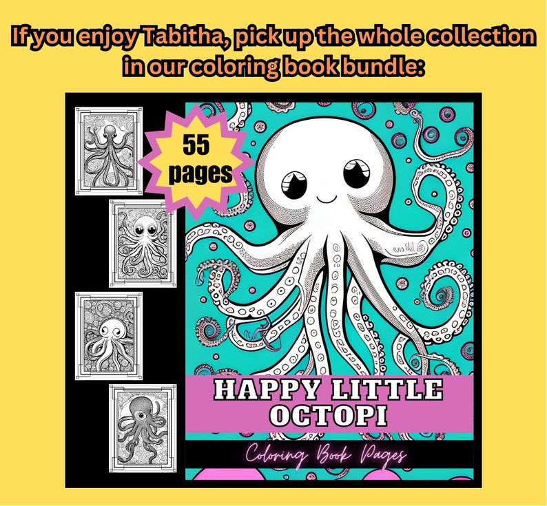 Tabitha the Octopus Coloring Page, Printable Adult Coloring Page - Etsy