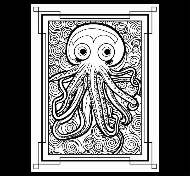 Eileen the Octopus Coloring Page Printable Adult Coloring - Etsy