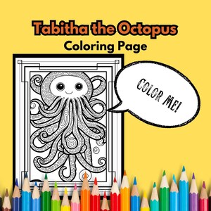 Tabitha the Octopus Coloring Page, Printable Adult Coloring Page - Etsy