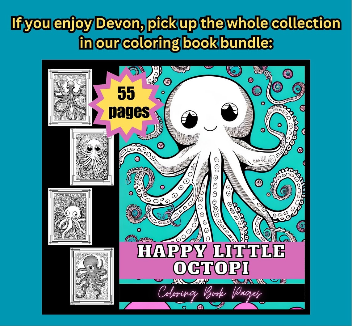 Devon the Octopus Coloring Page Printable Adult Coloring Page - Etsy