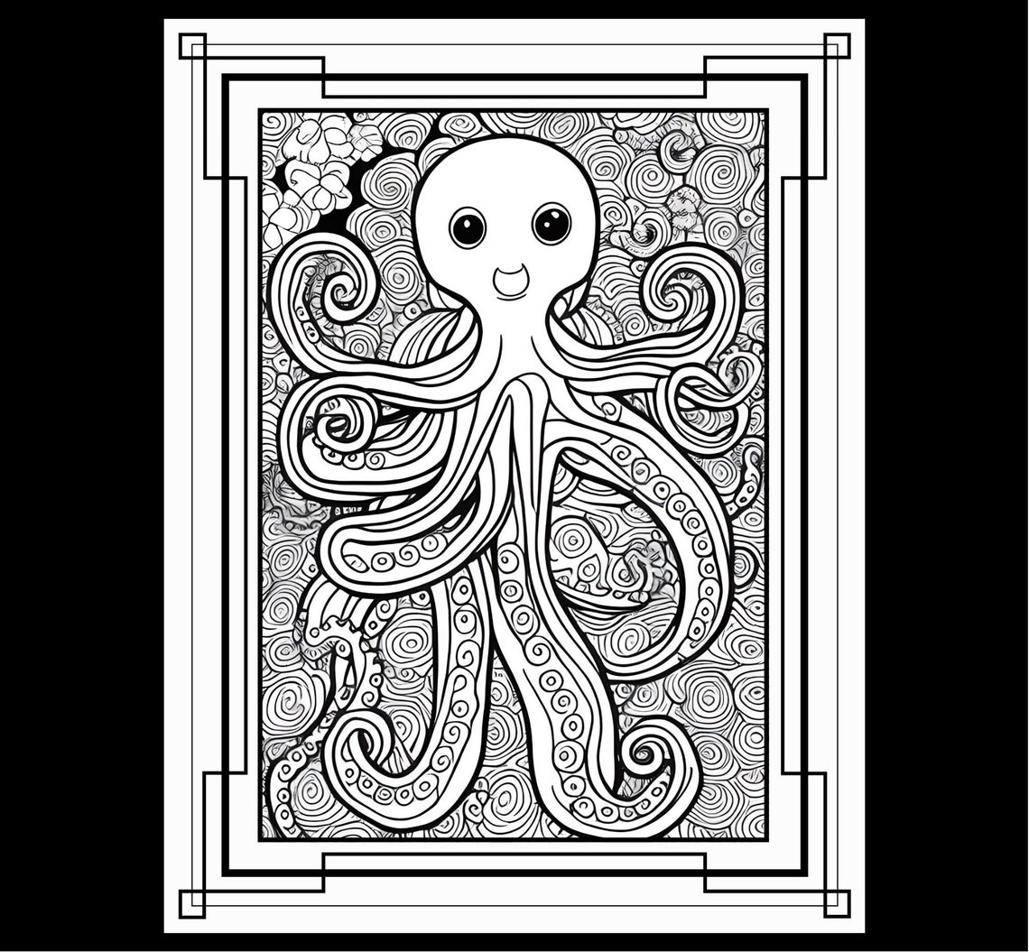 Kaitlin the Octopus Coloring Page, Printable Adult Coloring Page - Etsy