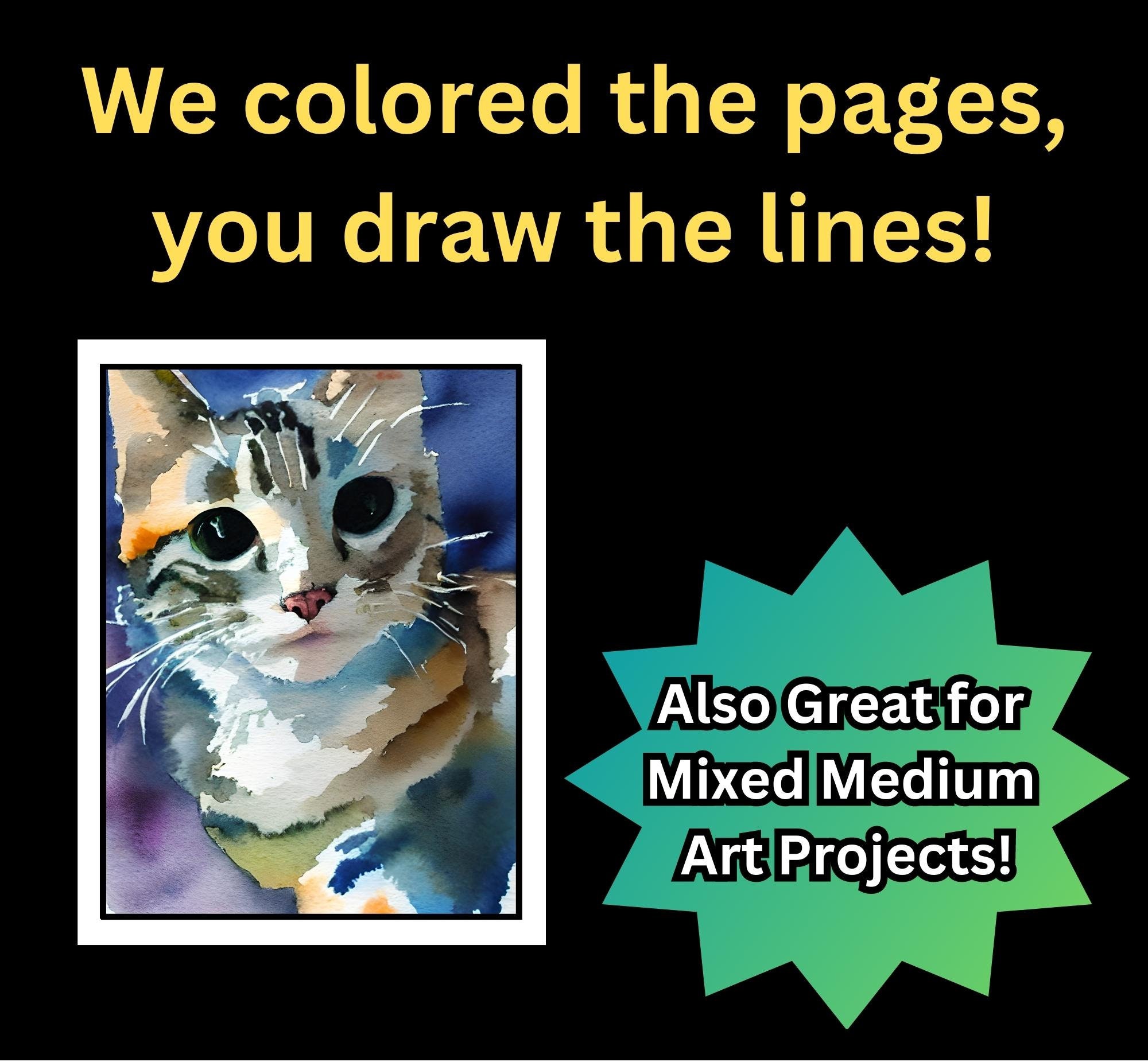 Reverse Coloring Pages of Cats in Flowers 10 Pages Mini Bundle A - Etsy