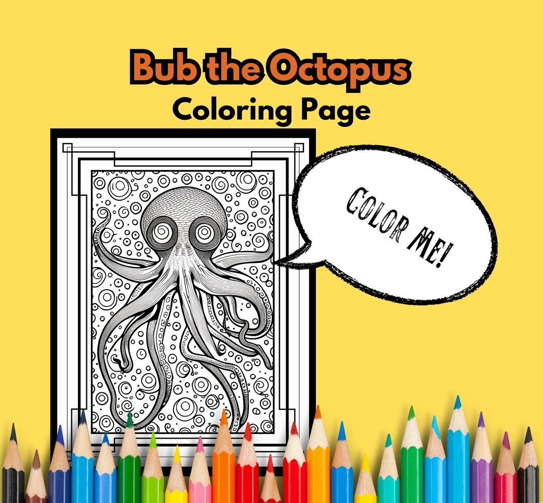 Bub the Octopus Coloring Page, Printable Adult Coloring Page - Etsy