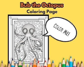 Eileen the Octopus Coloring Page Printable Adult Coloring - Etsy