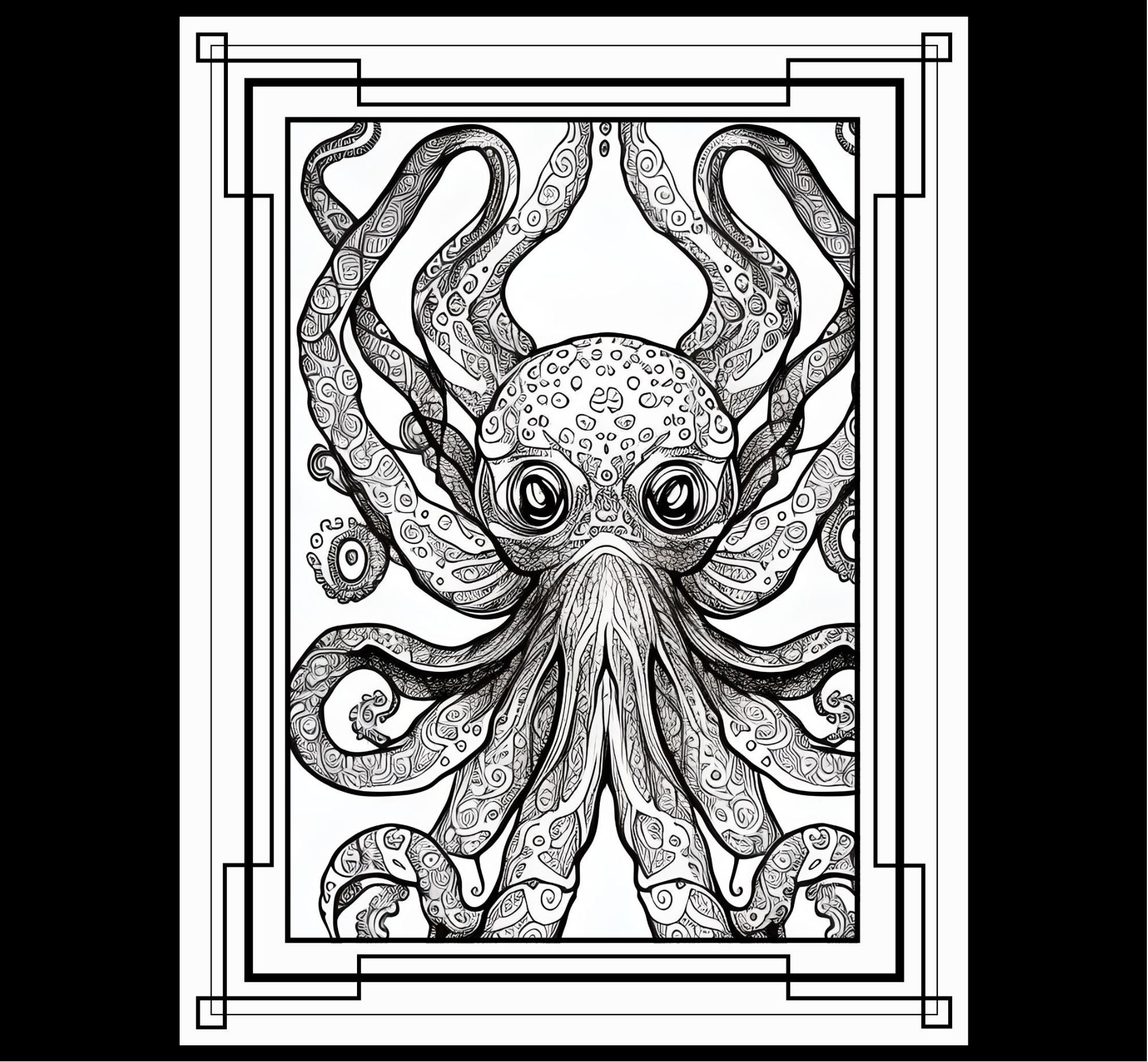 Dustin the Octopus Coloring Page, Printable Adult Coloring Page - Etsy