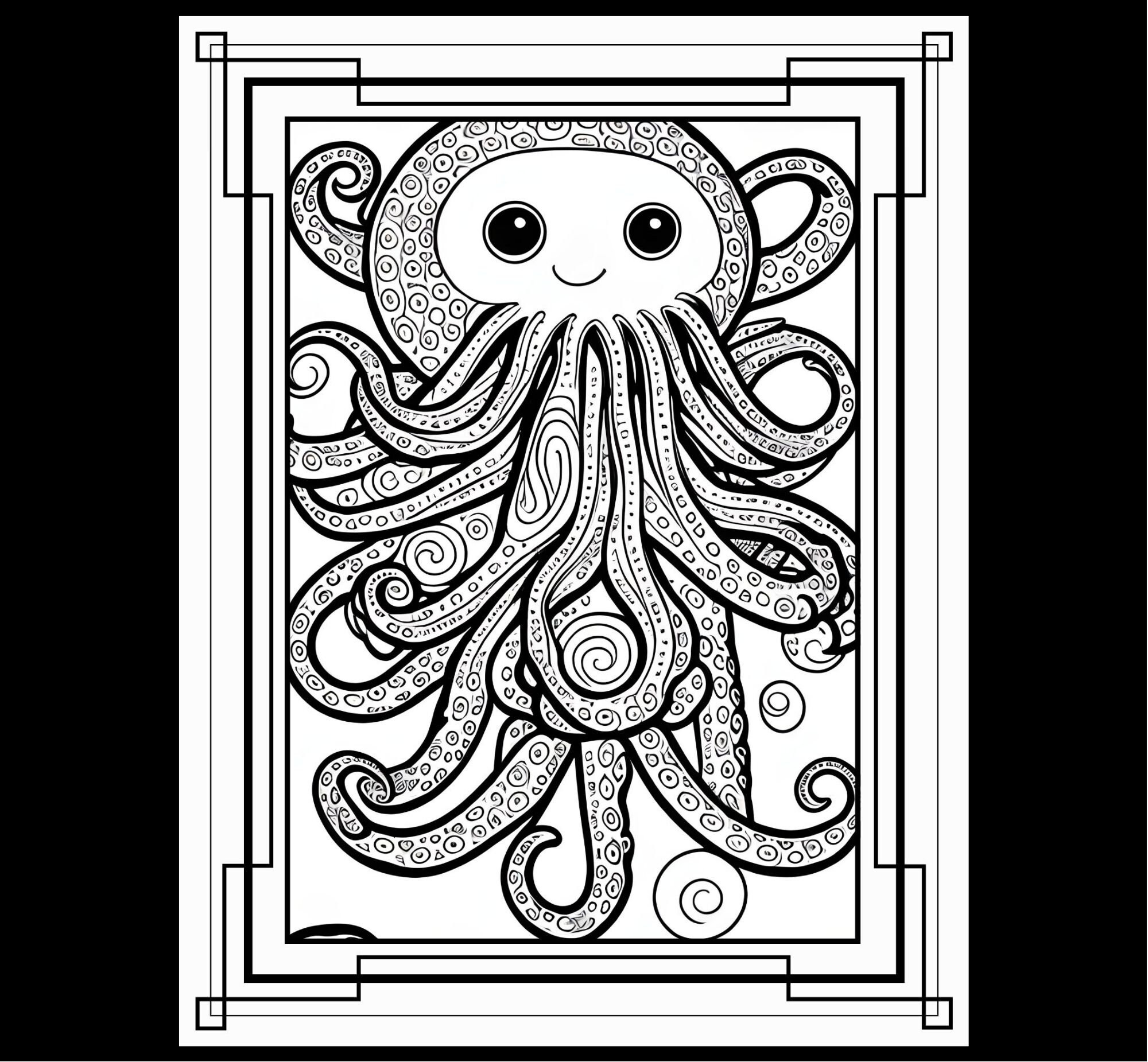 Tabitha the Octopus Coloring Page, Printable Adult Coloring Page - Etsy