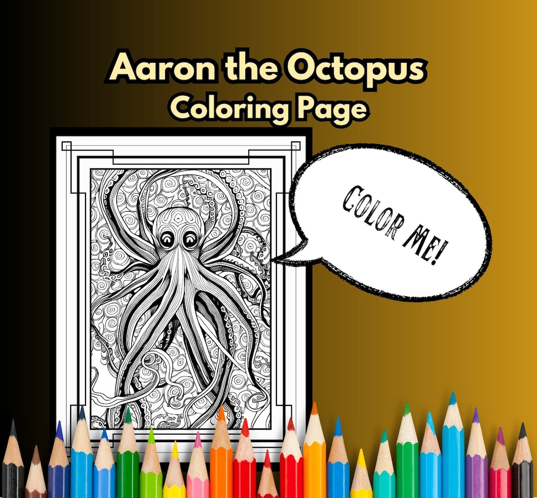 Aaron the Octopus Coloring Page, Printable Adult Coloring Page - Etsy