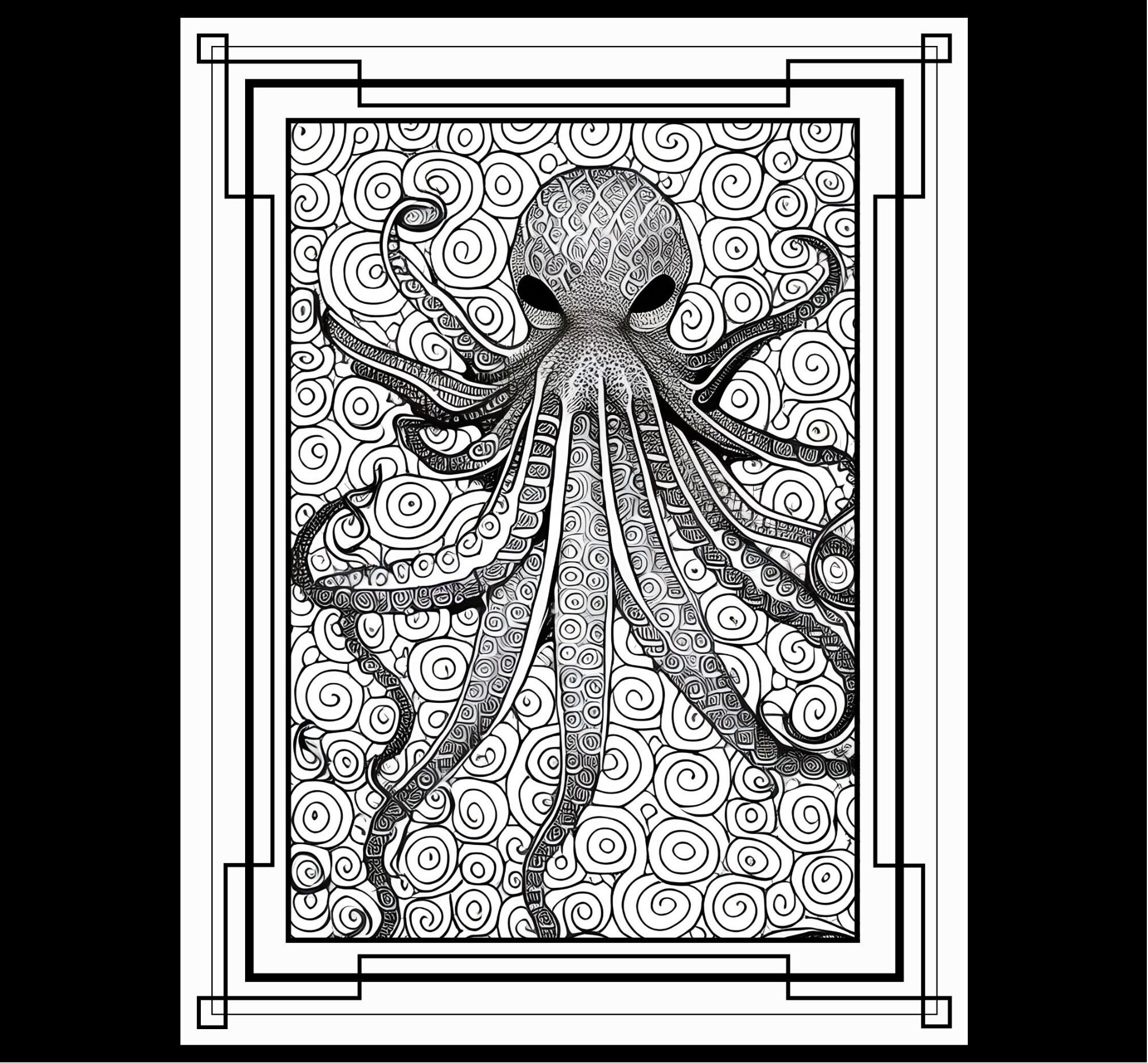 Jenkins the Octopus Coloring Page, Printable Adult Coloring Page - Etsy