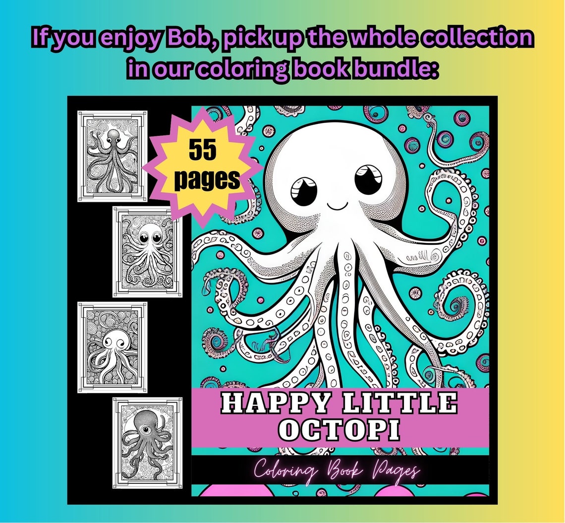 Bob the Octopus Coloring Page, Printable Adult Coloring Page - Etsy