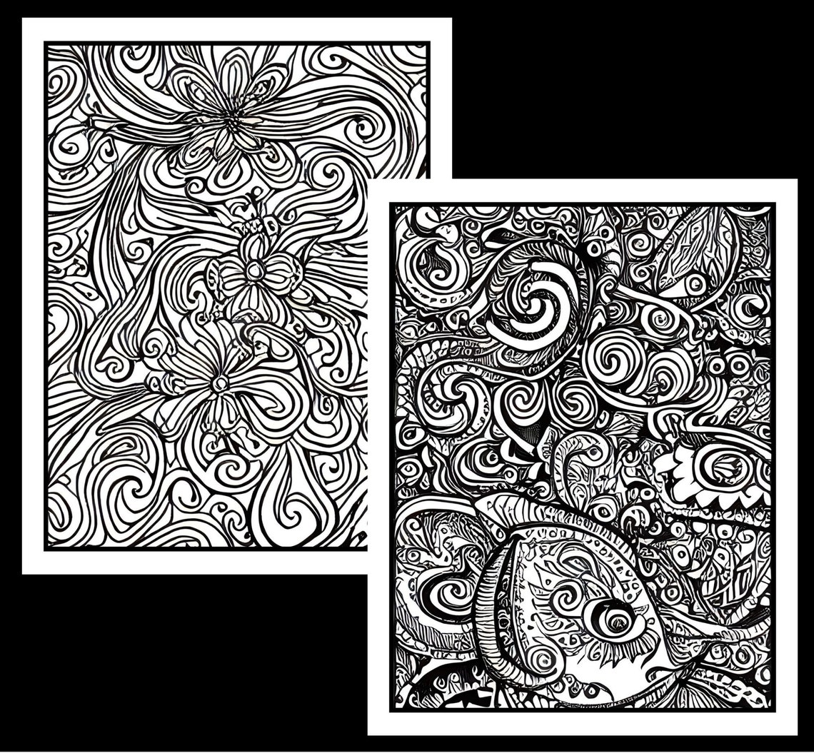 Squiggles Swirls and Flowers Doodle Coloring Book, 170 Printable ...