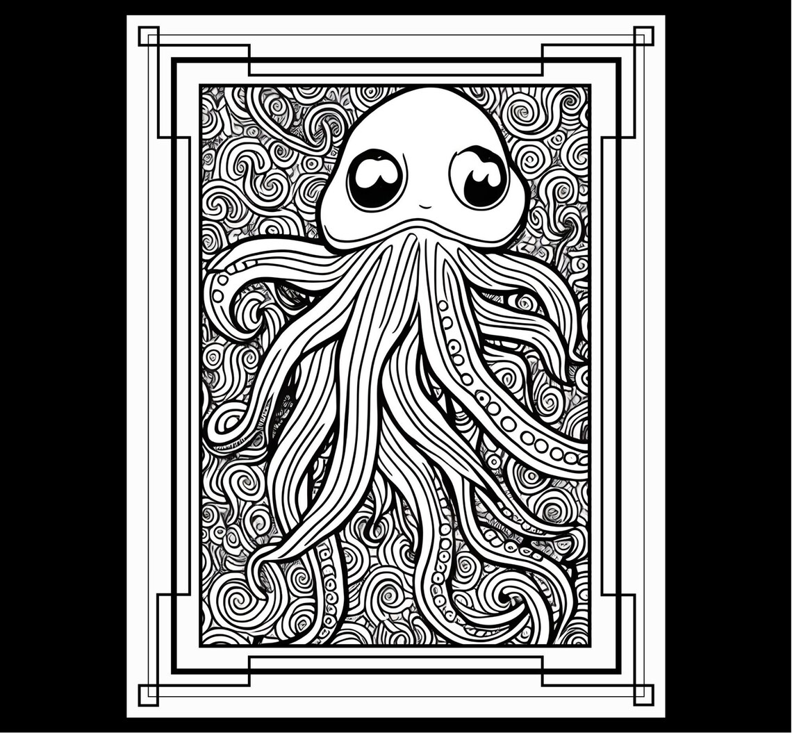 Shelly the Octopus Coloring Page, Printable Adult Coloring Page - Etsy