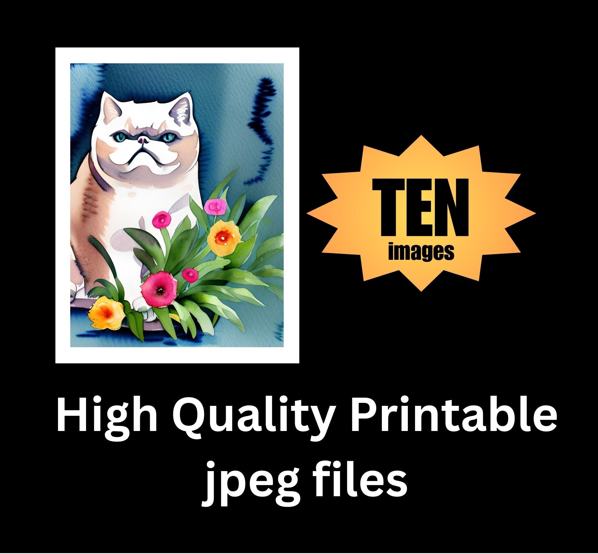 Reverse Coloring Pages of Cats in Flowers 10 Pages Mini Bundle A - Etsy