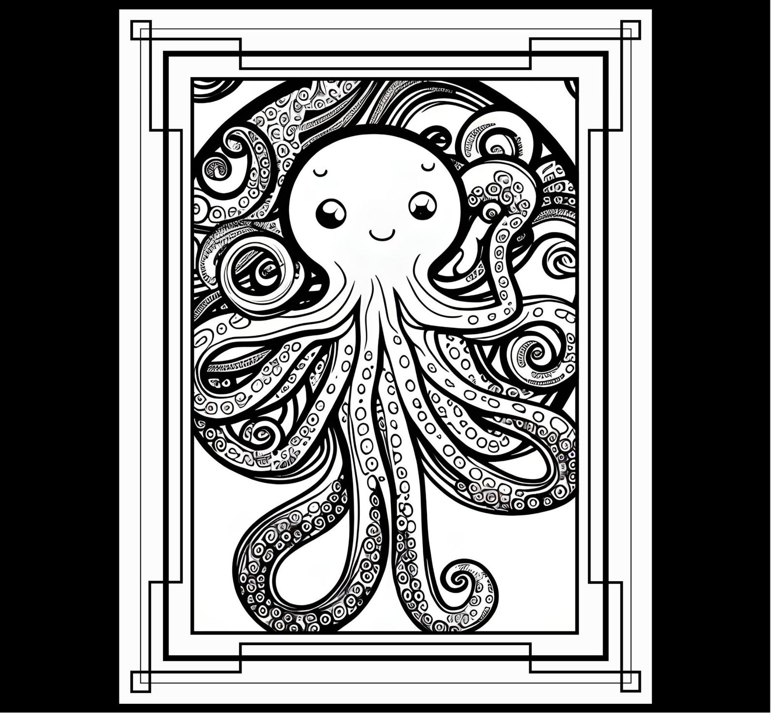 Liz the Octopus Coloring Page, Printable Adult Coloring Page - Etsy