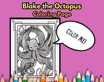 Devon the Octopus Coloring Page Printable Adult Coloring Page - Etsy
