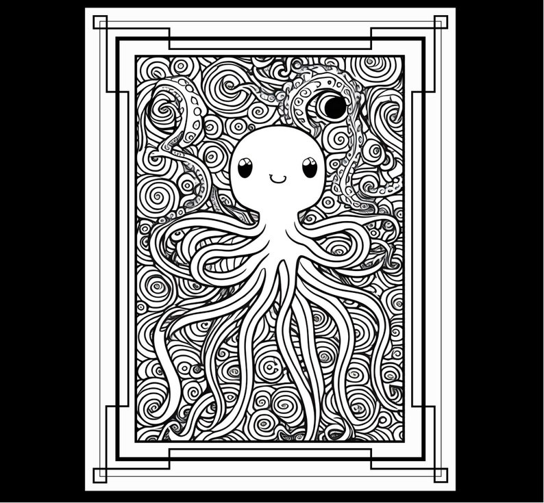 Zelda the Octopus Coloring Page, Printable Adult Coloring Page - Etsy