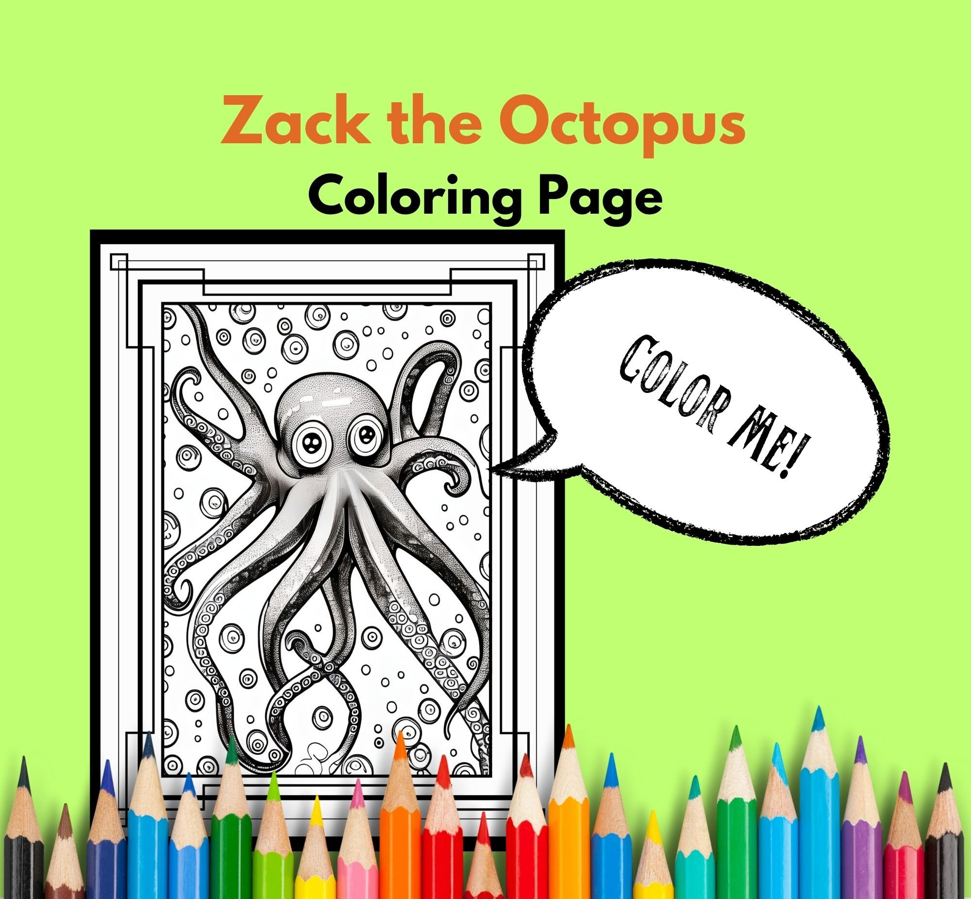 Zack the Octopus Coloring Page Printable Adult Coloring Page - Etsy UK