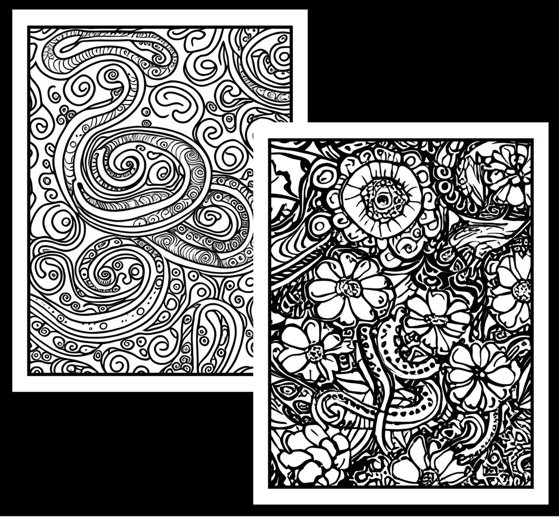 Squiggles Swirls and Flowers Doodle Coloring Book, 170 Printable ...