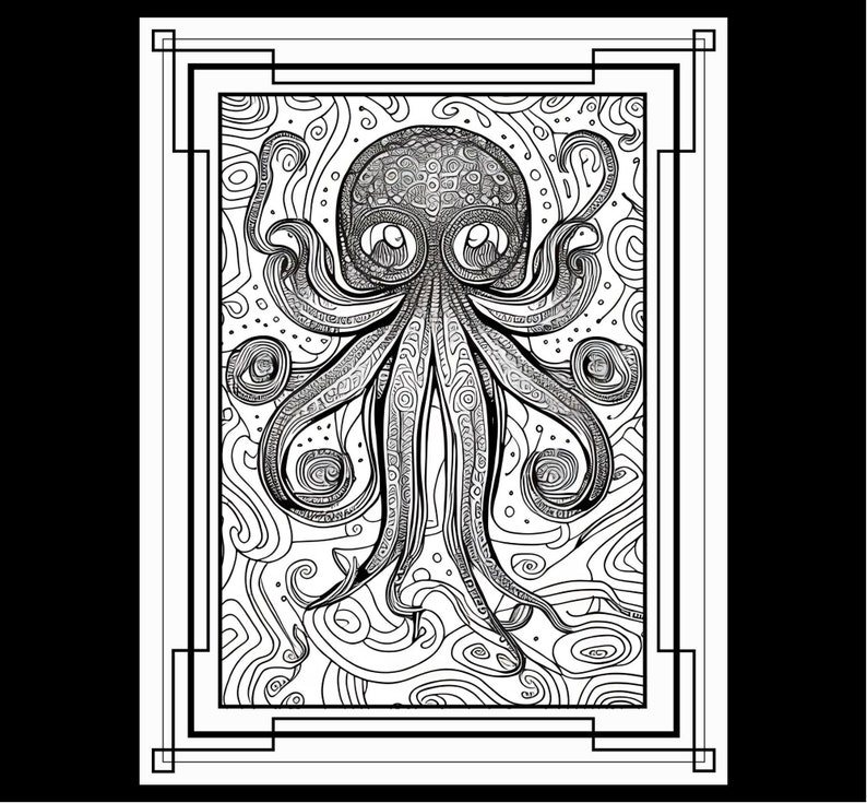Gus the Octopus Coloring Page, Printable Adult Coloring Page - Etsy