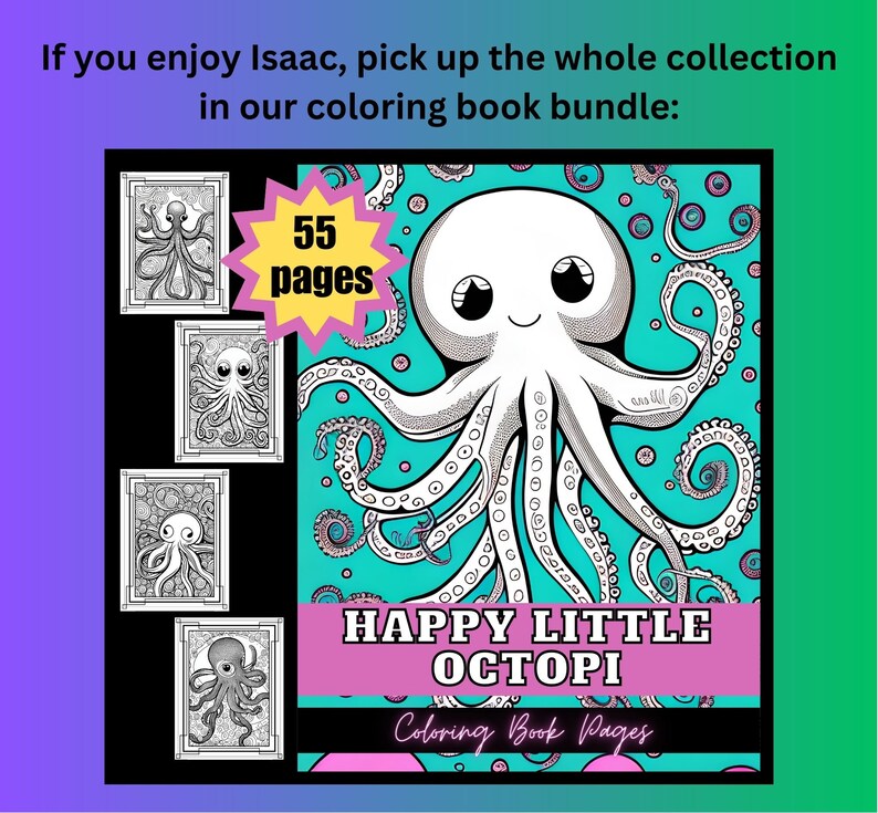 Isaac the Octopus Coloring Page, Printable Adult Coloring Page - Etsy