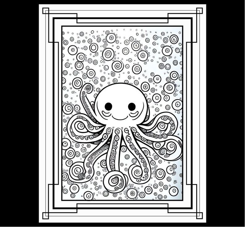 Squiggles the Octopus Printable Coloring Page, Adult Coloring Book Page ...