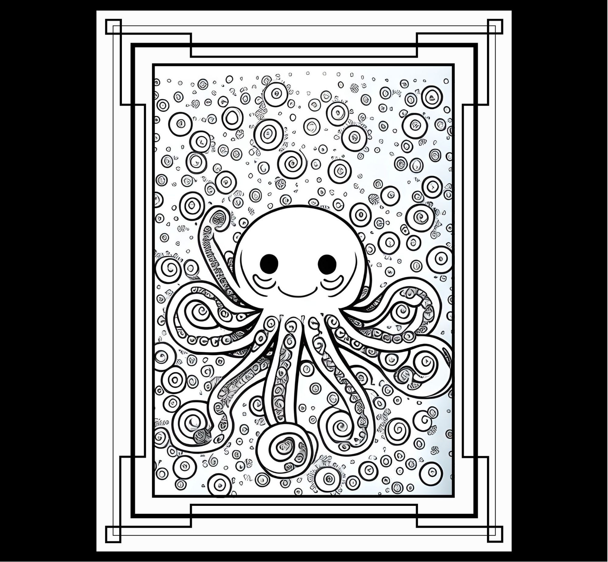 Squiggles the Octopus Printable Coloring Page, Adult Coloring Book Page ...