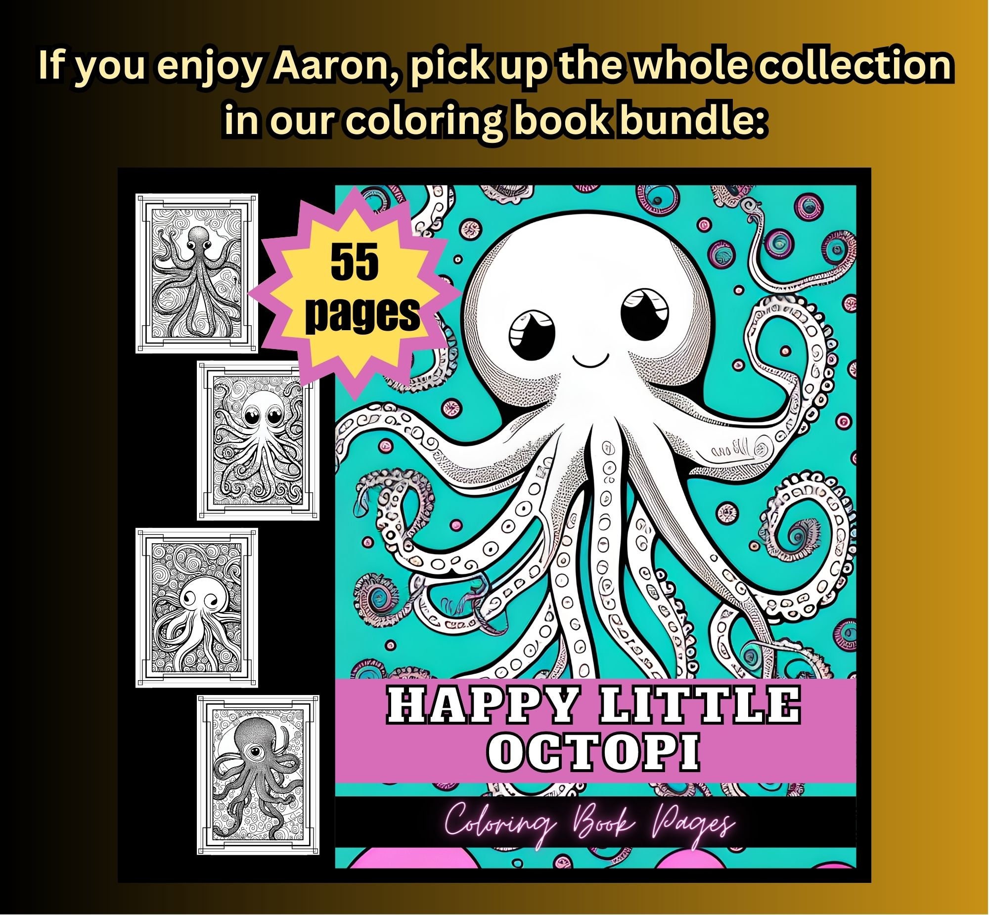 Aaron the Octopus Coloring Page, Printable Adult Coloring Page - Etsy