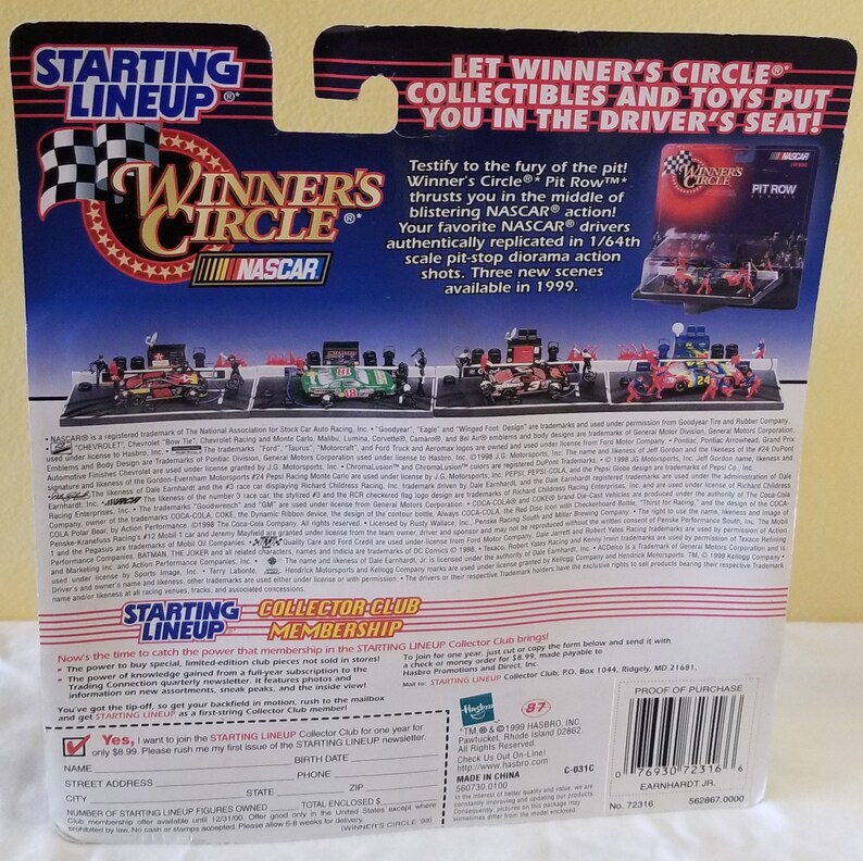 1999 Dale Earnhardt, JR. Starting Lineup Winner’s Circle Series Figure ...