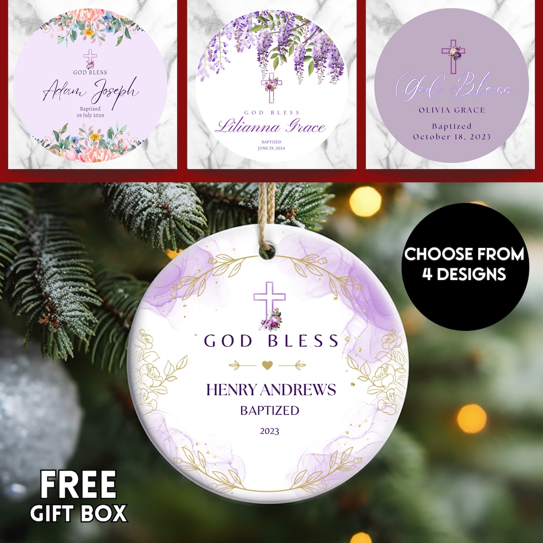 Purple Baptism Ornament, Purple Christening Ornament, Christened ...
