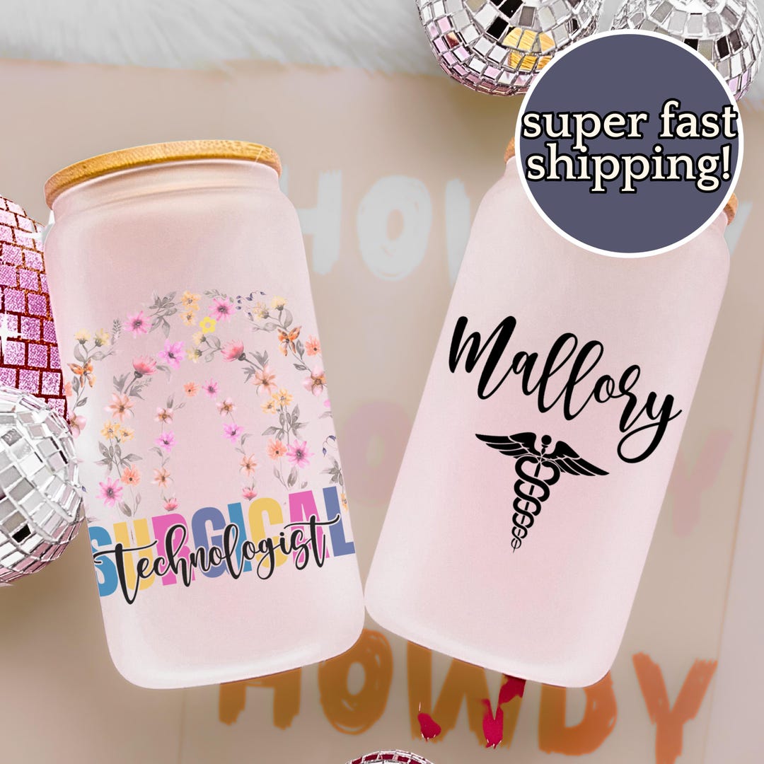 Surgical Technologist Glass Coffee Cup, Surgical Tech Frosted Glass ...