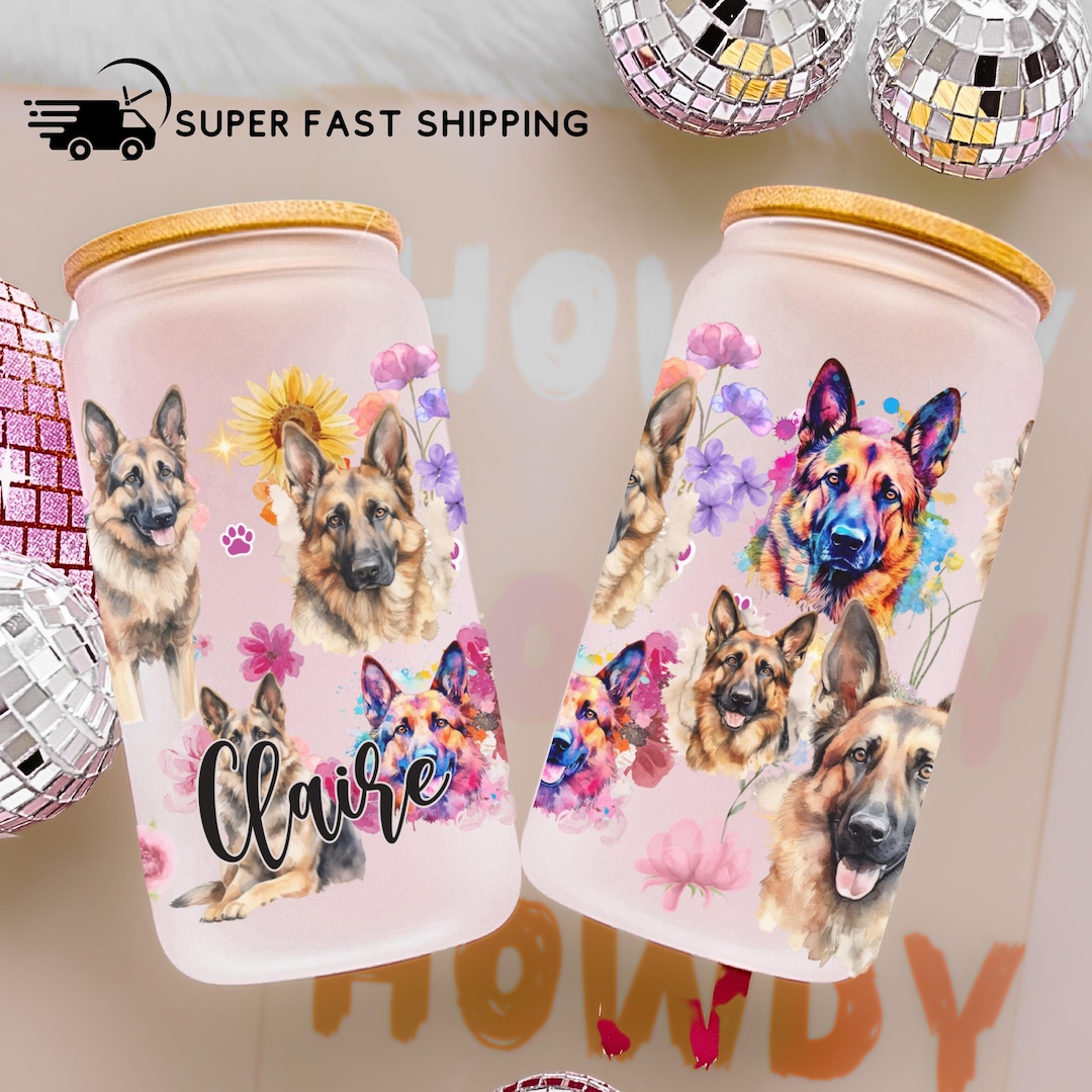 German Shepherd Beer Can Glass, German Shepherd Dog Mom Gift, German ...