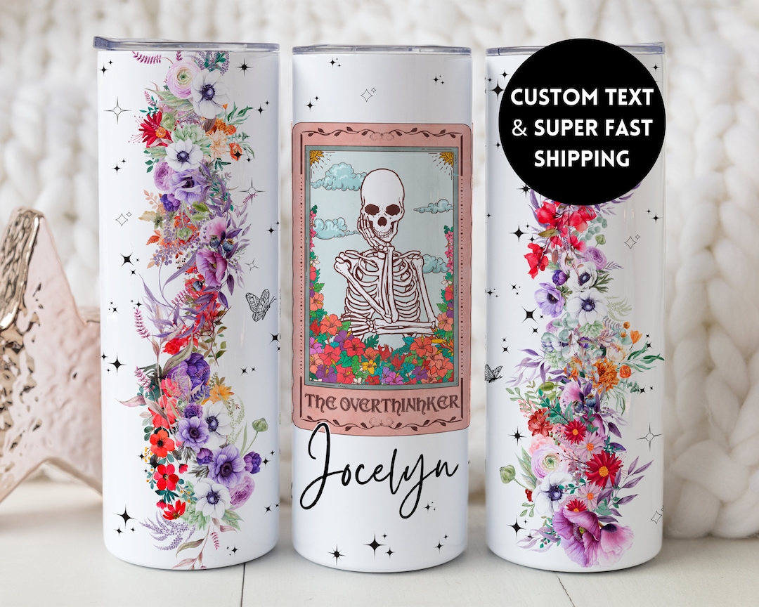 The Overthinker Tarot Card Tumbler, Tarot Lover Gift, Overthinker Skull ...
