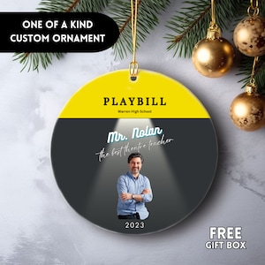 Custom Photo Theatre Teacher Ornament, Theatre Lover Gift, Custom ...