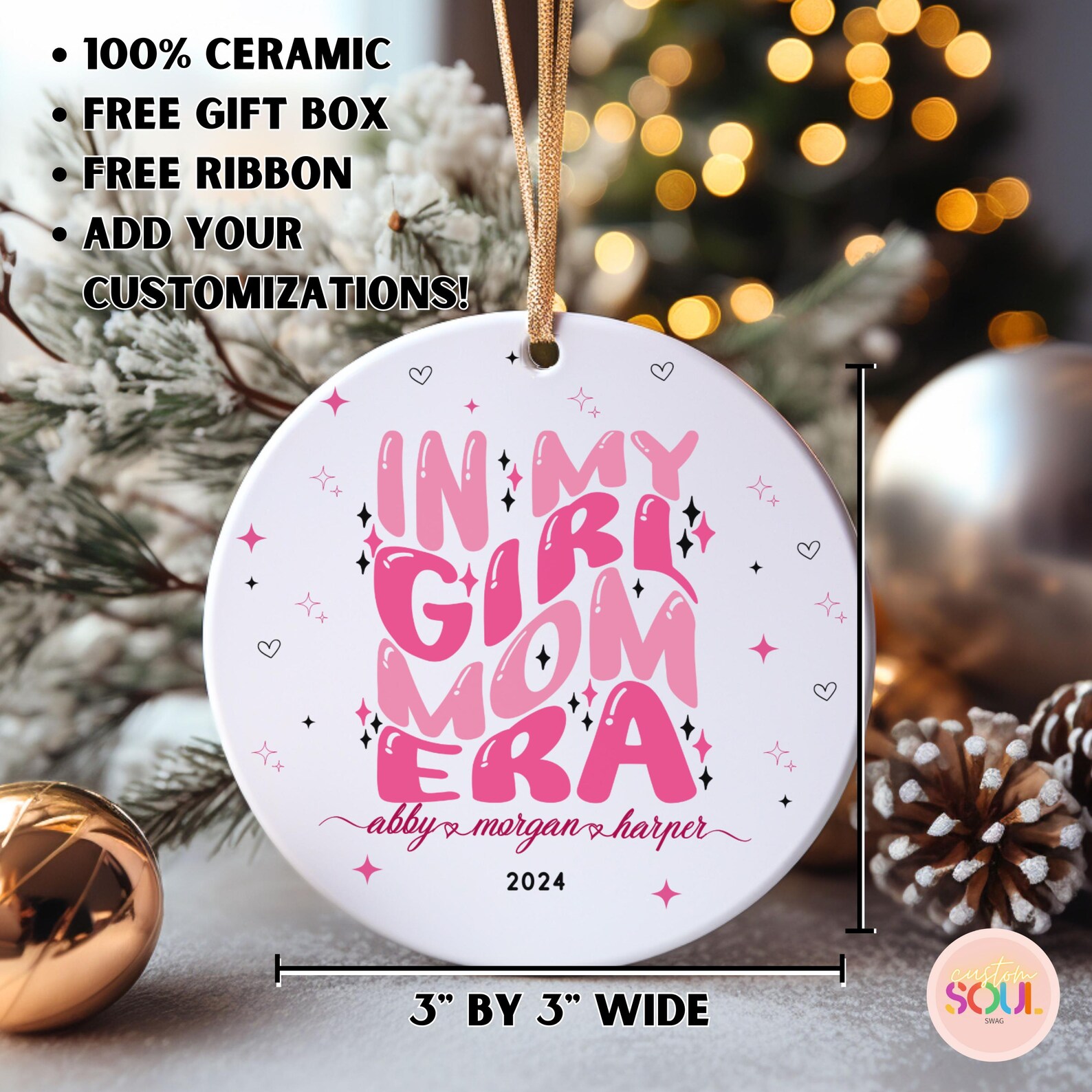Girl Mom Ornament, Mom of Girls Present, Girl Mama Christmas Gift, Girl ...