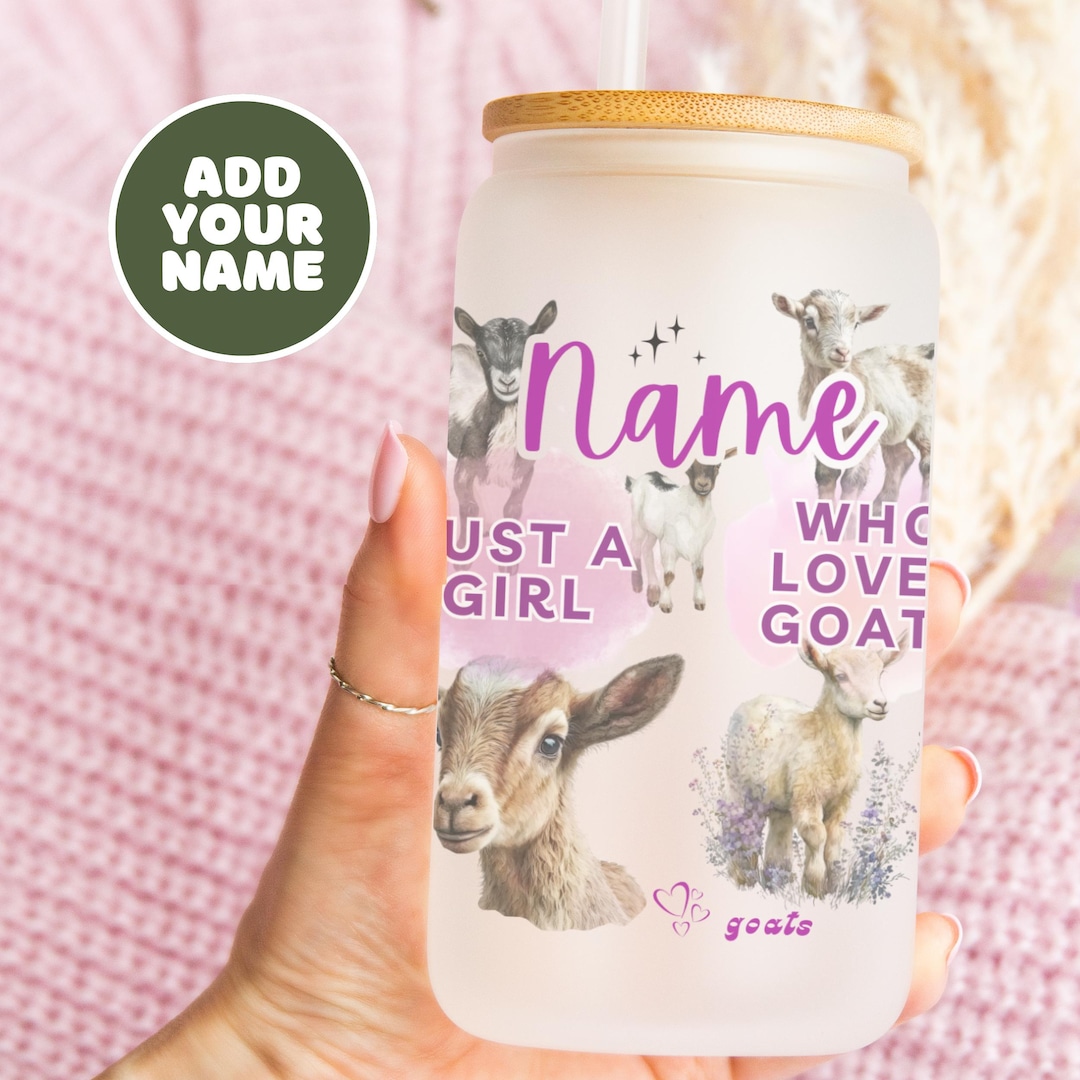 Goat Glass Cup, Goat Frosted Glass Can, Goats Iced Coffee Cup, Goat ...