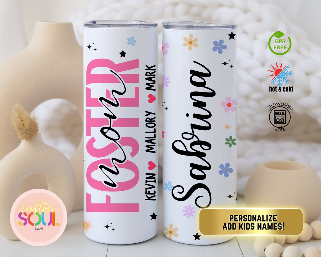Foster Mom Tumbler With Kids Names, Foster Mom Gift With Children's ...