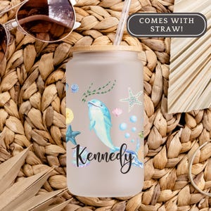 Ocean Cup, Ocean Frosted Glass Tumbler, Ocean Marine Life Coffee Cup ...