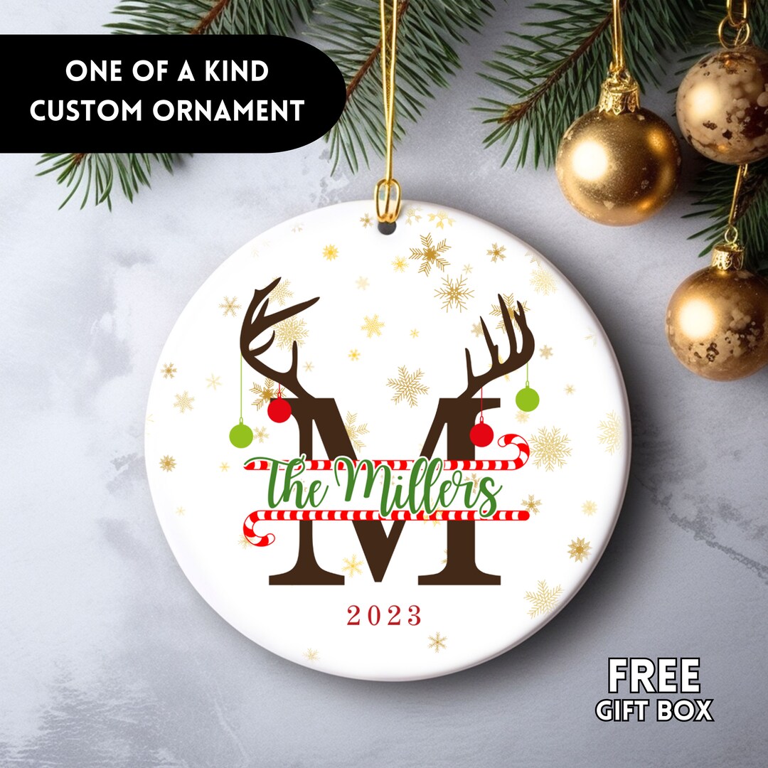 Reindeer Alphabet Letter Christmas Ornament, Custom Letter Ornament ...