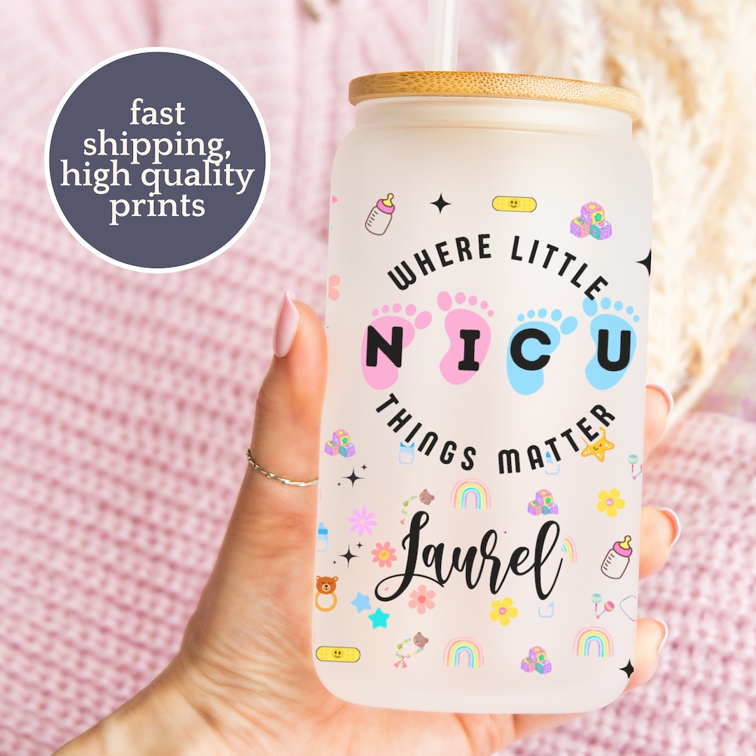 NICU Frosted Glass Cup, NICU Nurse Cup, Neonatal Nurse NICU Gifts, Nicu ...