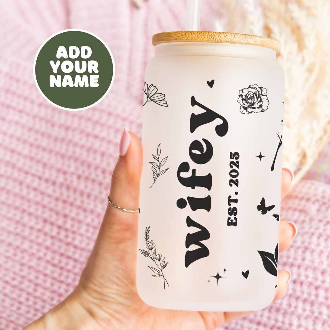 Wifey Cup Iced Coffee Cup, Wifey Mug Glass Cup With Lid Straw, Future ...